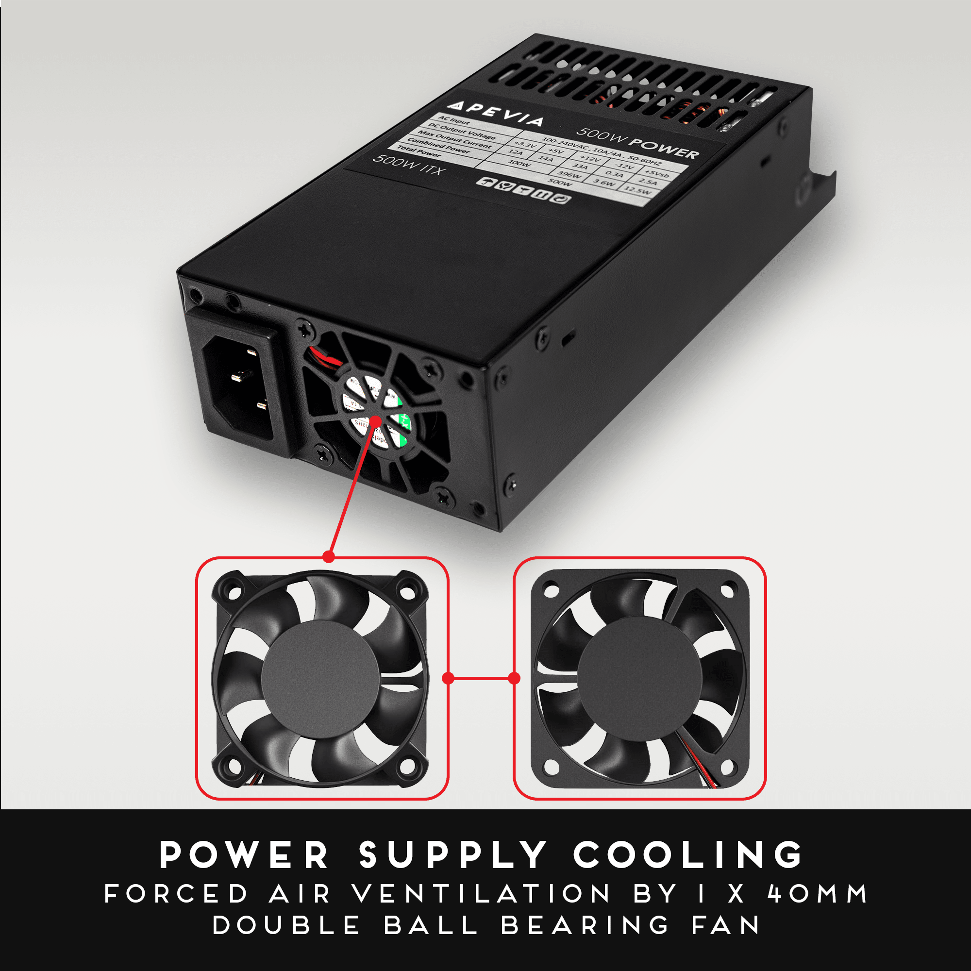 Apevia | ITX-PFC500W | 500W+ | Power Supply